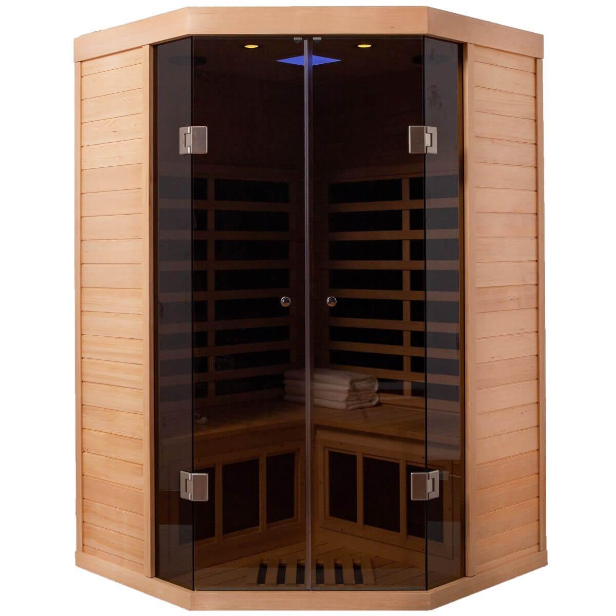 Ample-907SH Corner 2 Person Low EMF Infrared Sauna – SalusHEAT Saunas ...