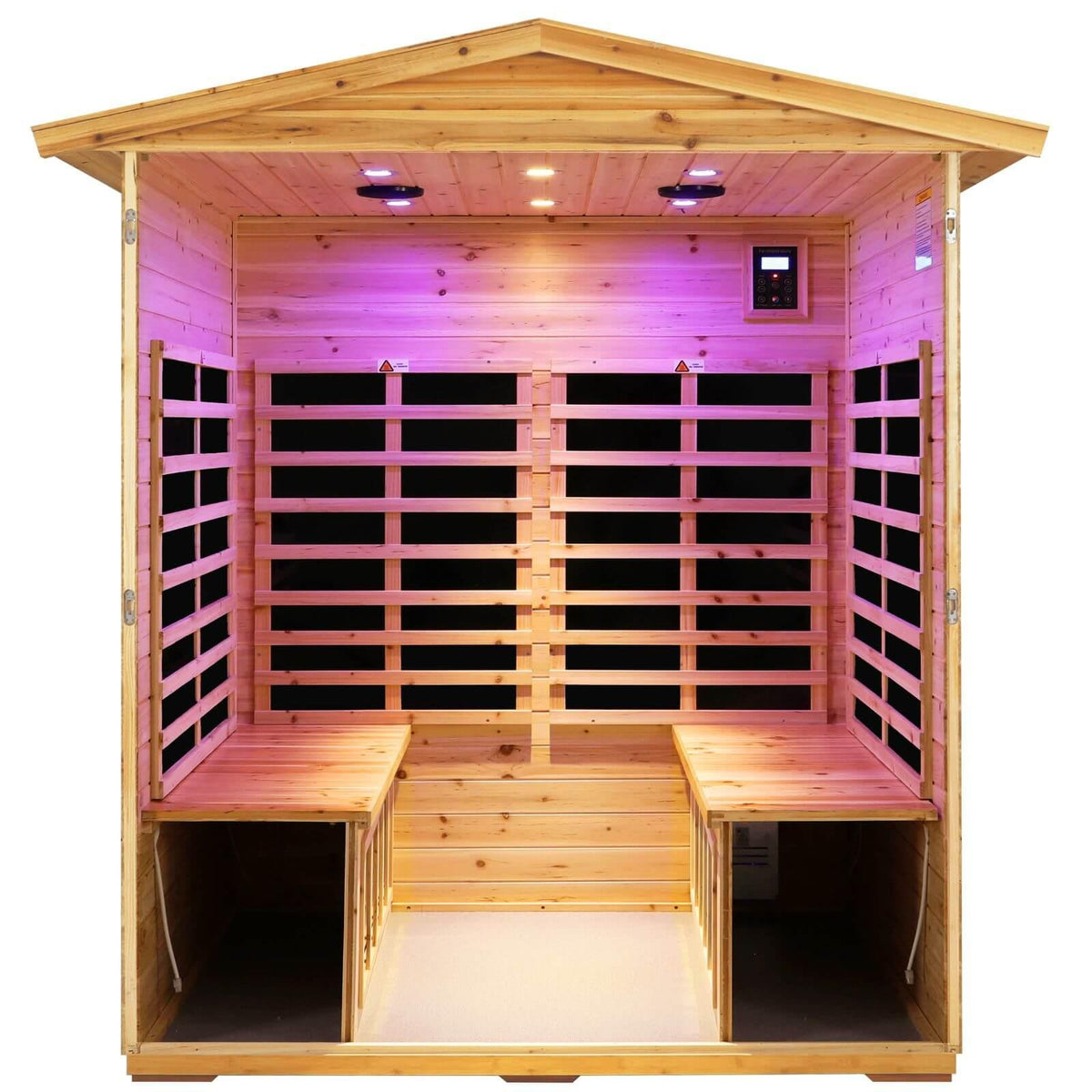 Garner-904VS 4 Person Outdoor Infrared Sauna – SalusHEAT Saunas Direct