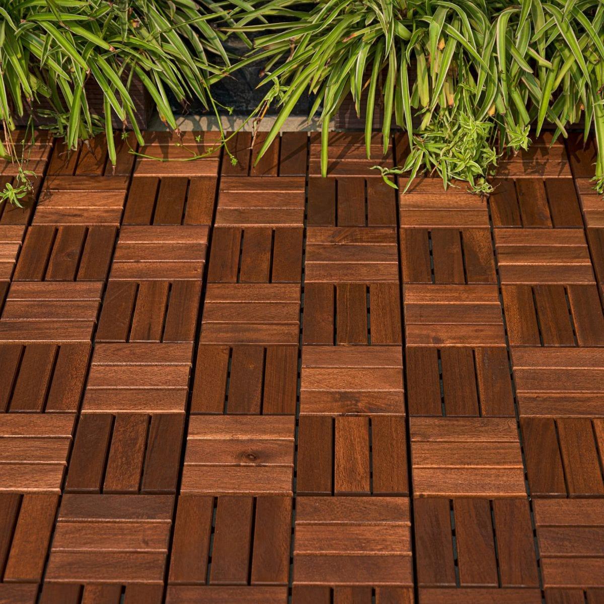 Redwood/Red Cedar Interlocking Flooring Tiles (Set of 10) – SalusHEAT ...