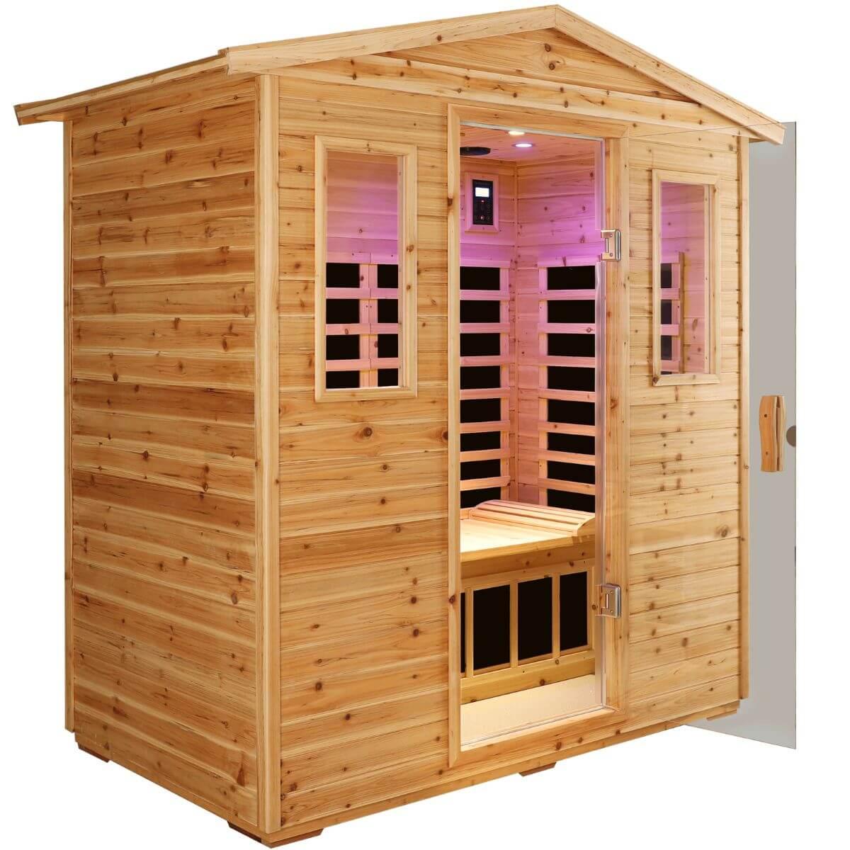 Versa-903VS 3 Person Outdoor Far Infrared Sauna Reclining with Red Lig ...